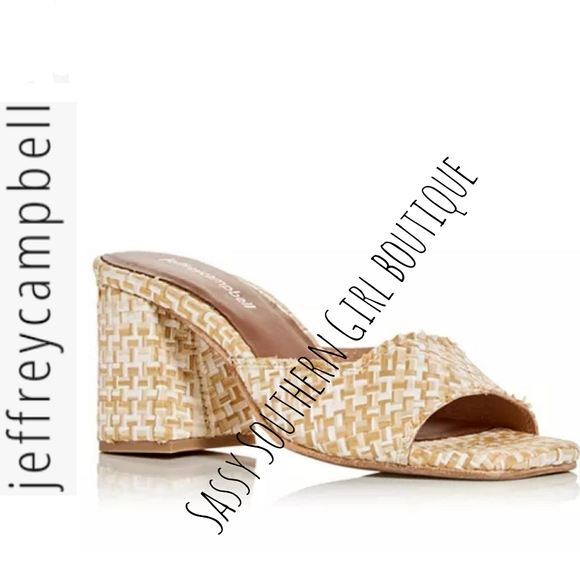 Jeffrey Campbell | Shoes | Jeffrey Campbell Tan Woven Straw Mules ...